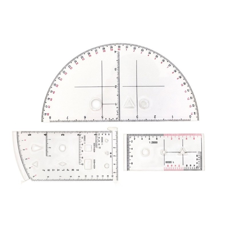 Coordinate Reader and Protractors Topographical Map Scale Ruler ...