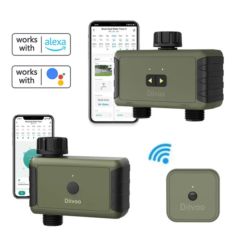 Diivoo WiFi Water Timer 1/2/3 Zone Smart Irrigation Water Valve ...