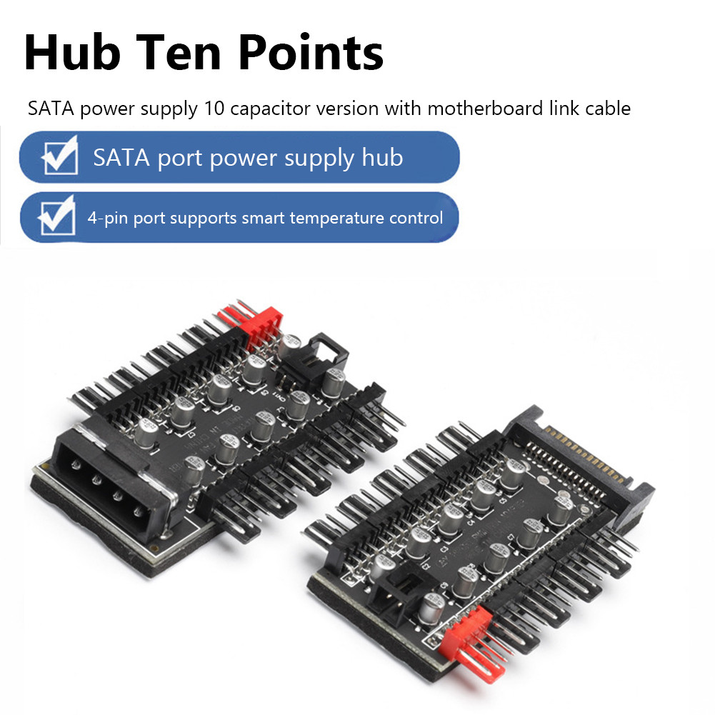 ⚜Fan HUB Motherboard 1 to 10Pin Fan 4 Pin PWM Cooler Splitter Extension ...