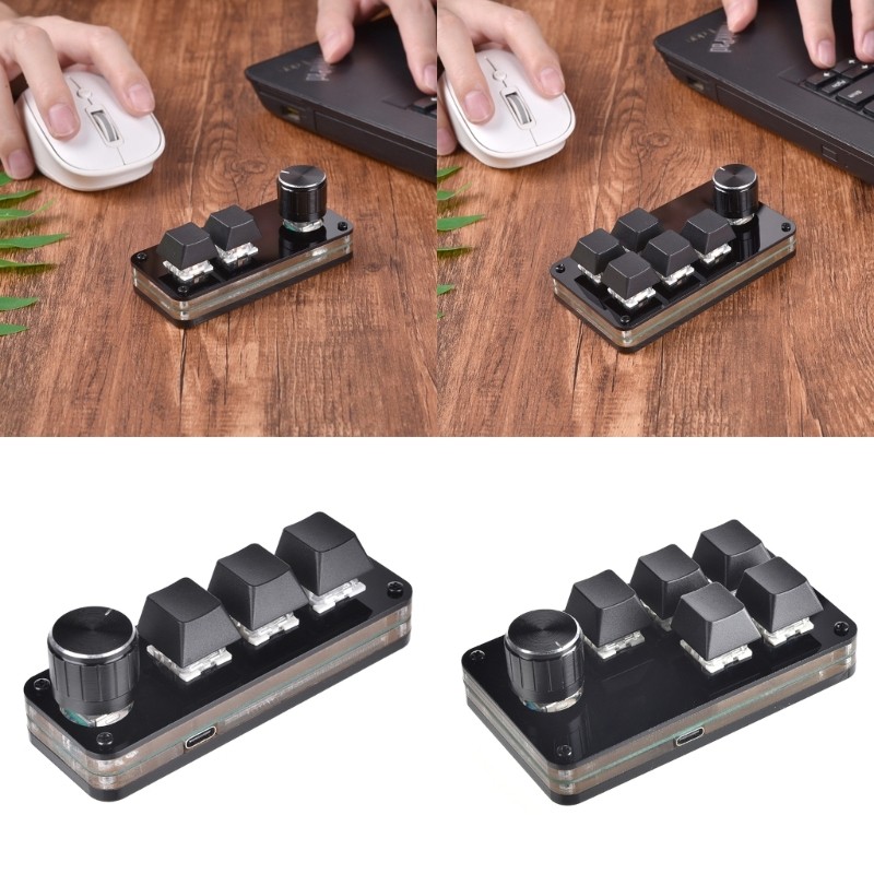 ♛One Handed Programmable Mechanical Keyboard 2/3/4/5 Key Macro Keyboard ...