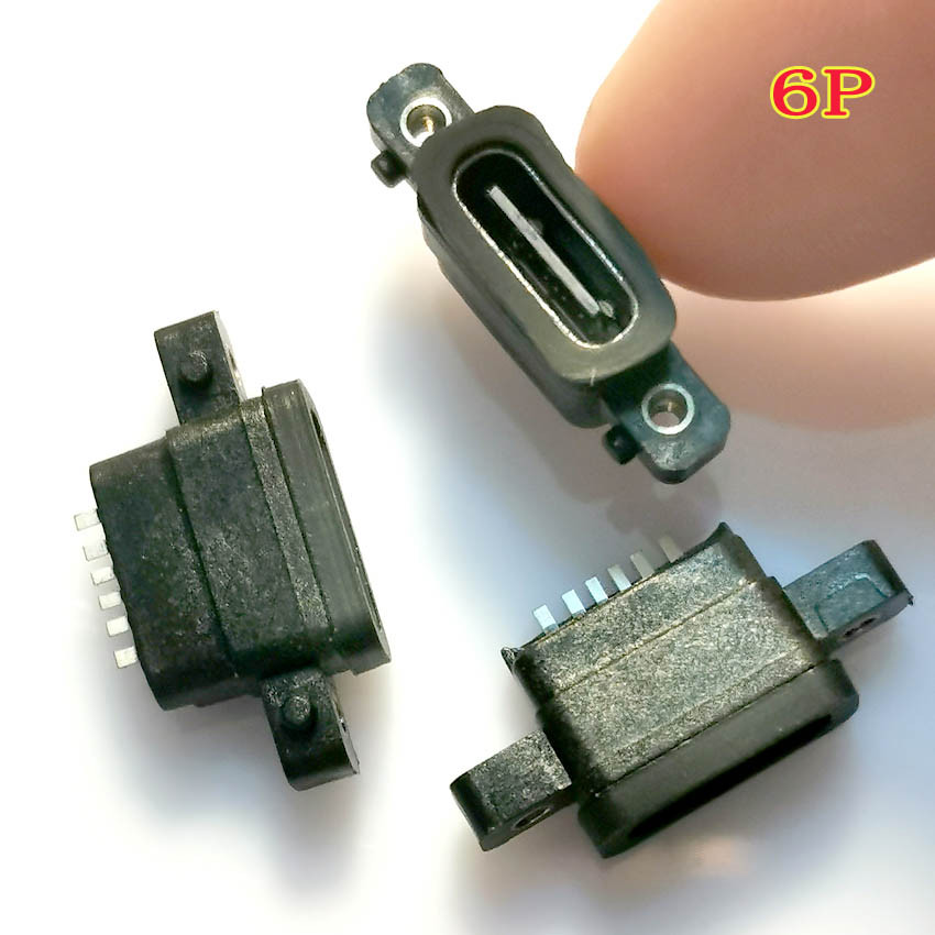 ~USB 3.1 Type-C 6 Pin Female Socket SMD DIP Connector With Screw Hole ...