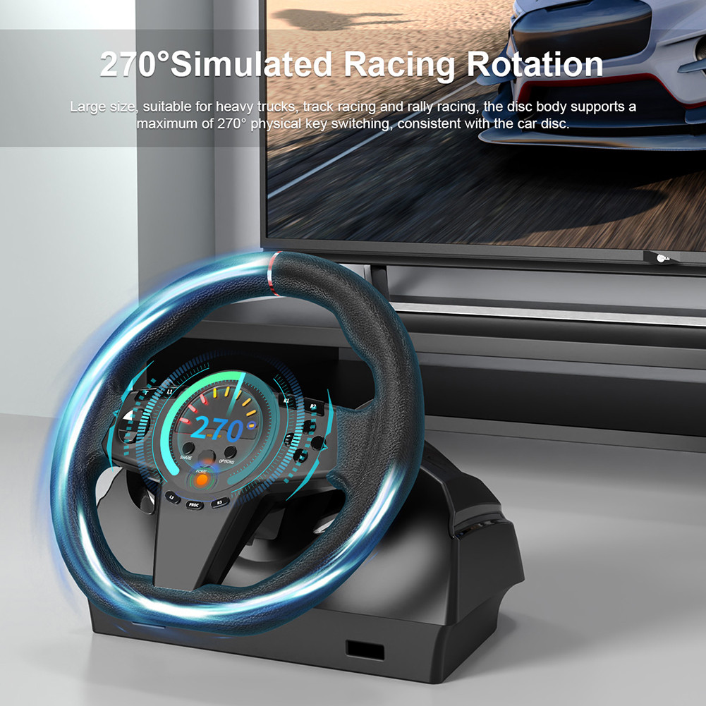 ~270° Simracing PC Steering Wheel with Linear Pedals Gaming Simracing ...