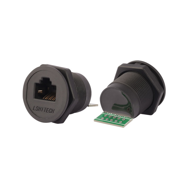 ☄Industrial Panel Mount Bulkhead Soldering/PCB/Thru Coupler Ethernet LAN Cable RJ45 Connector 8p ...