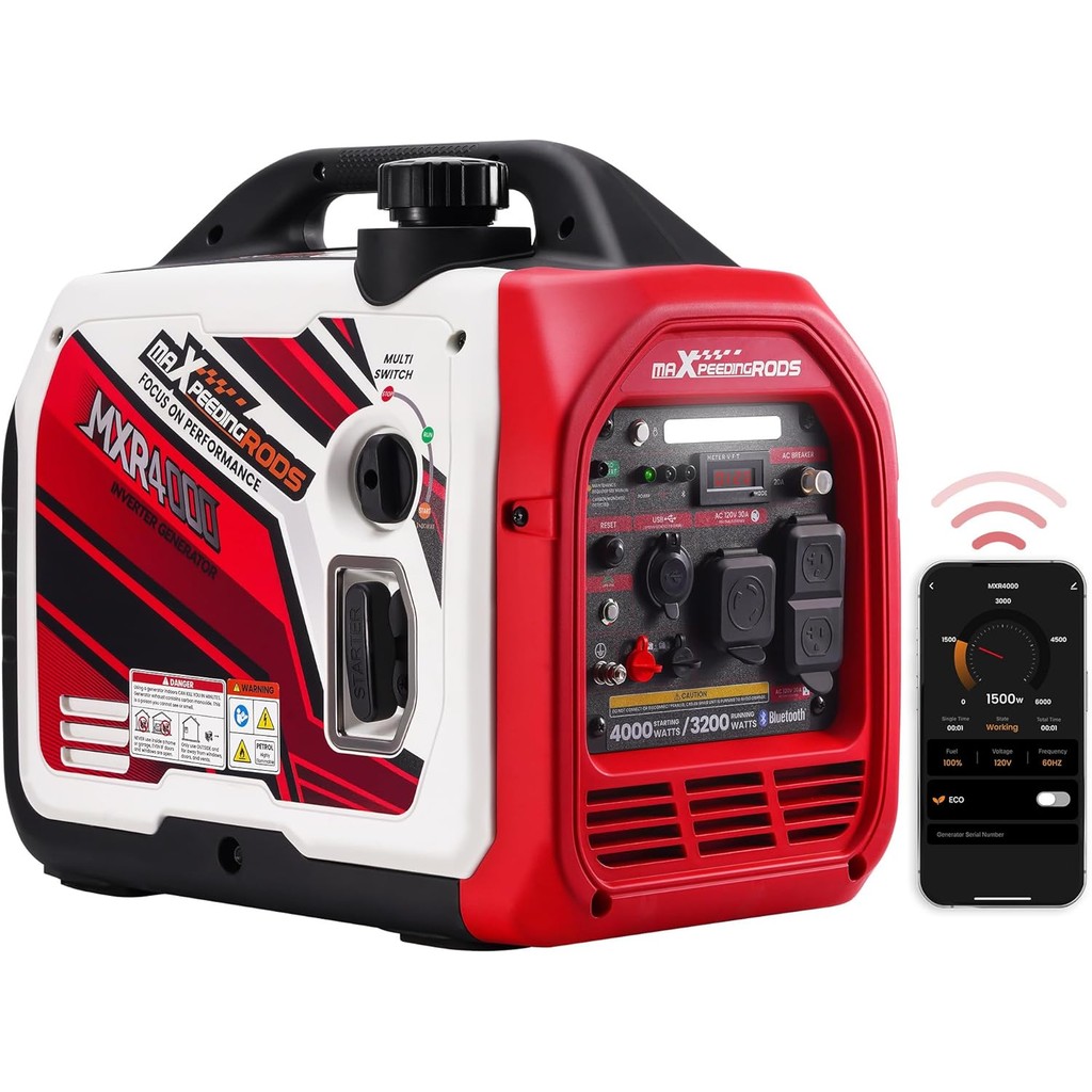 ☛4000 Watt Inverter Generator Portable, Bluetooth® App Remote Data ...