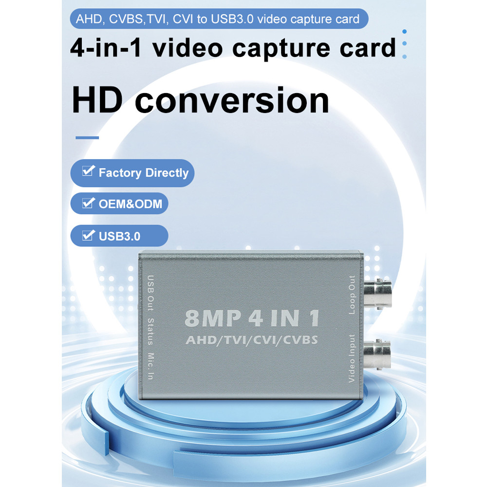 8MP 4-in-1 Video Capture Card AHD to USB Video Capture Card AHD TVI CVI ...