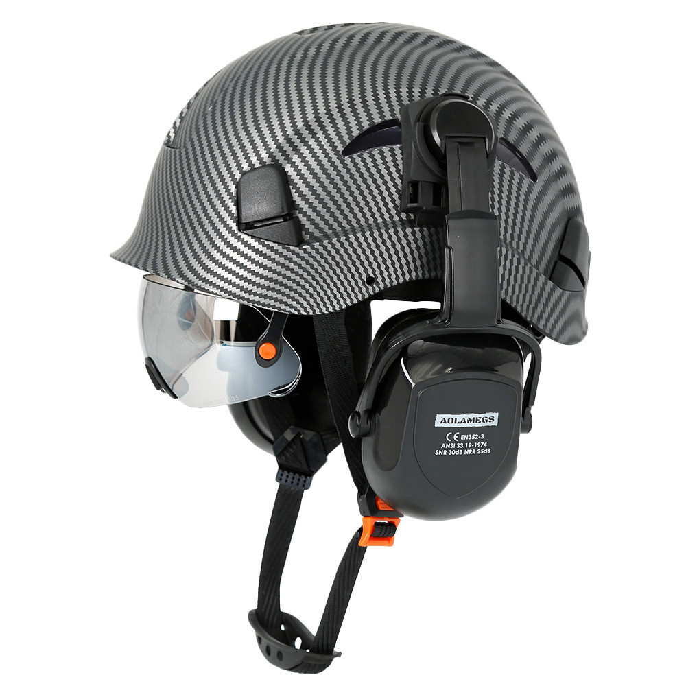 【CE Safety Helmet With Built In Visor Earmuffs For Construction ...