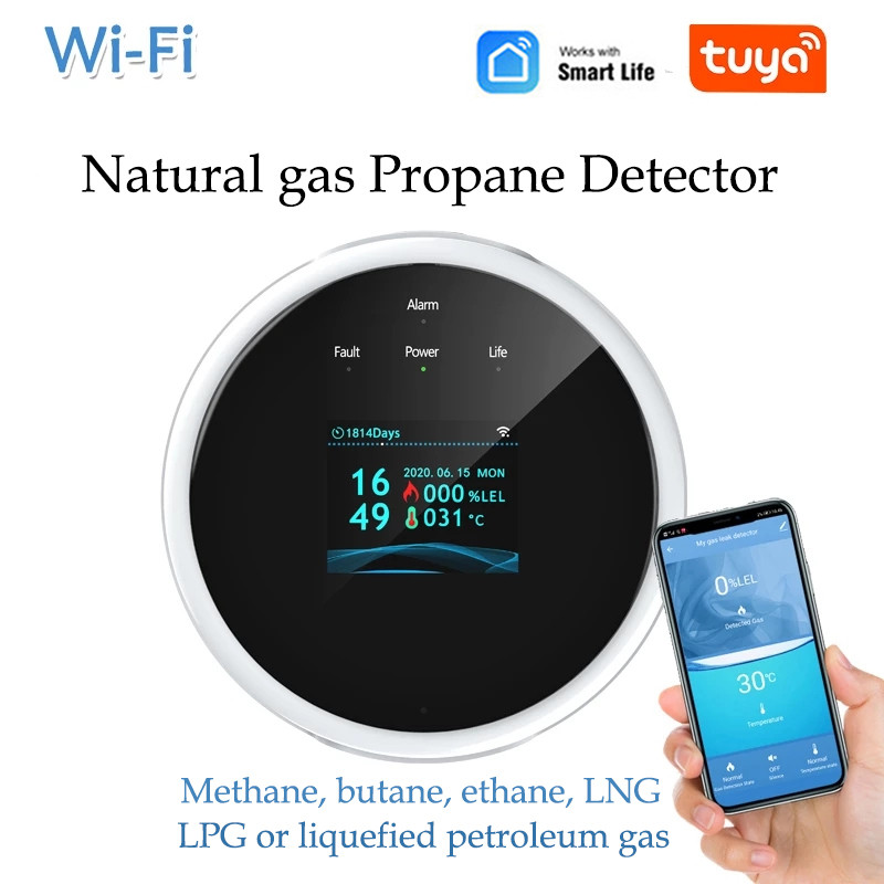 Tuya Smart life Natural Gas Leak Detector Wifi Combustible Gas Detector with Methane Propane LP ...