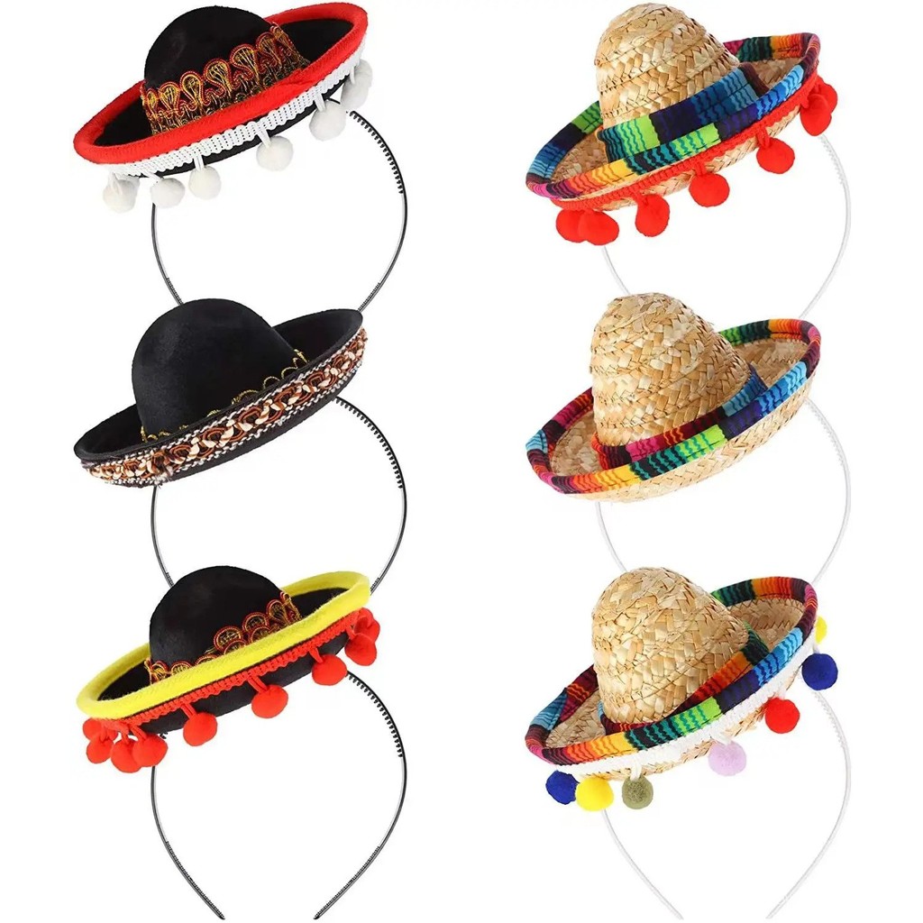 Mini Mexican Sombrero Hats Cute Straw Sombreros Mini Fun Fiesta Straw ...