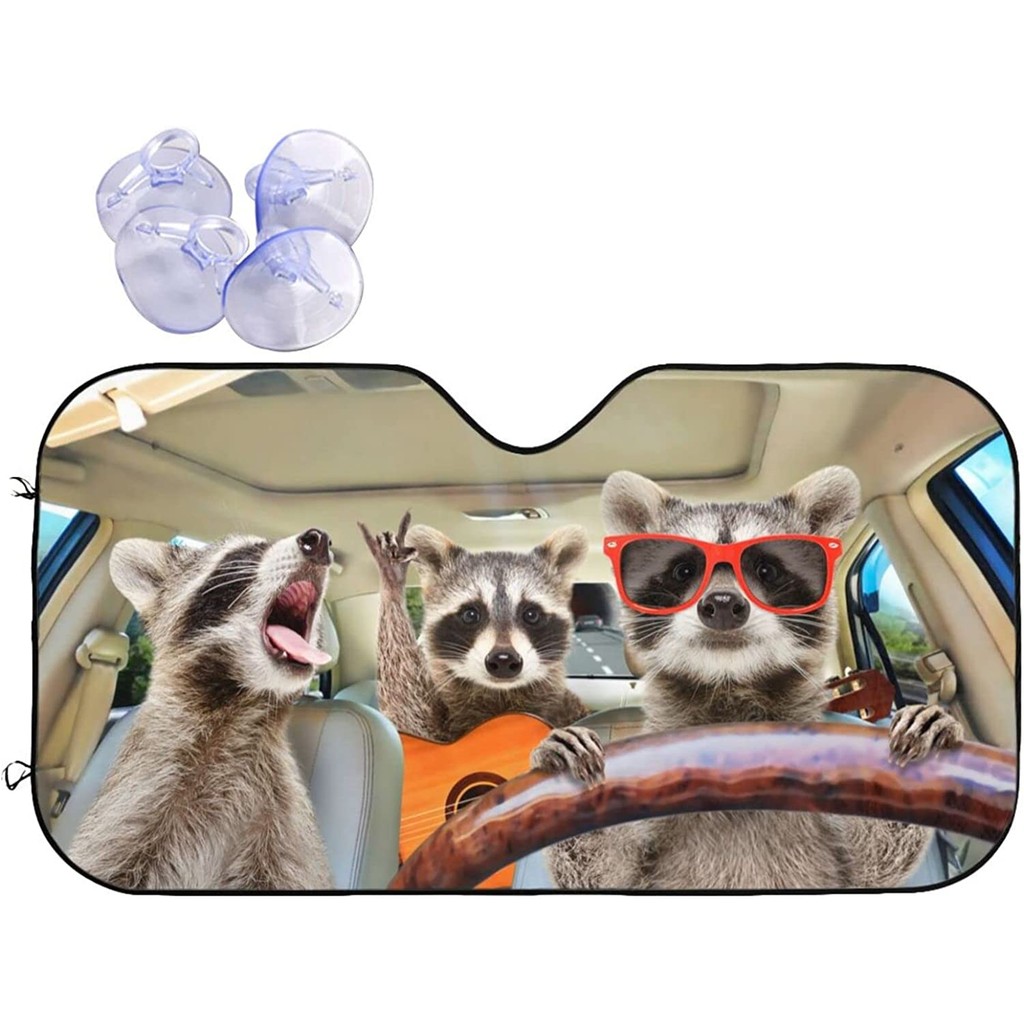 ☭Funny Raccoon Animals Windshield Sun Shade for Car SUV Truck Foldable ...