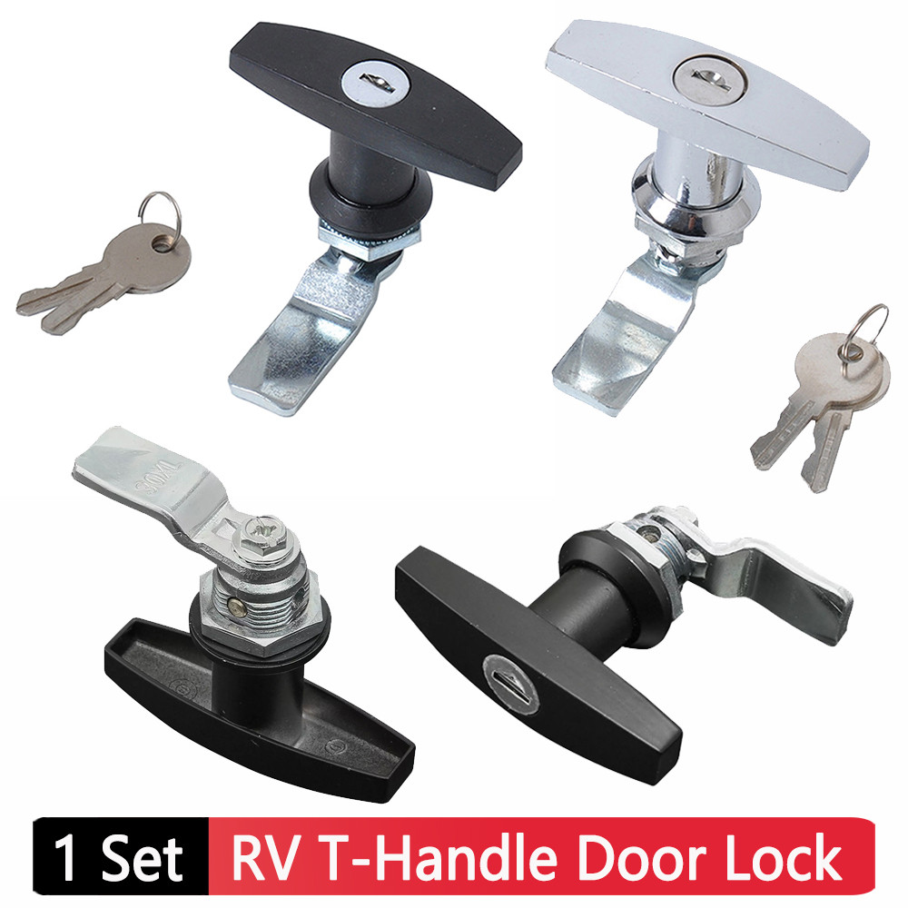 Universal RV T-Handle Door Lock with 2 Key Truck Cap Locking Camper ...