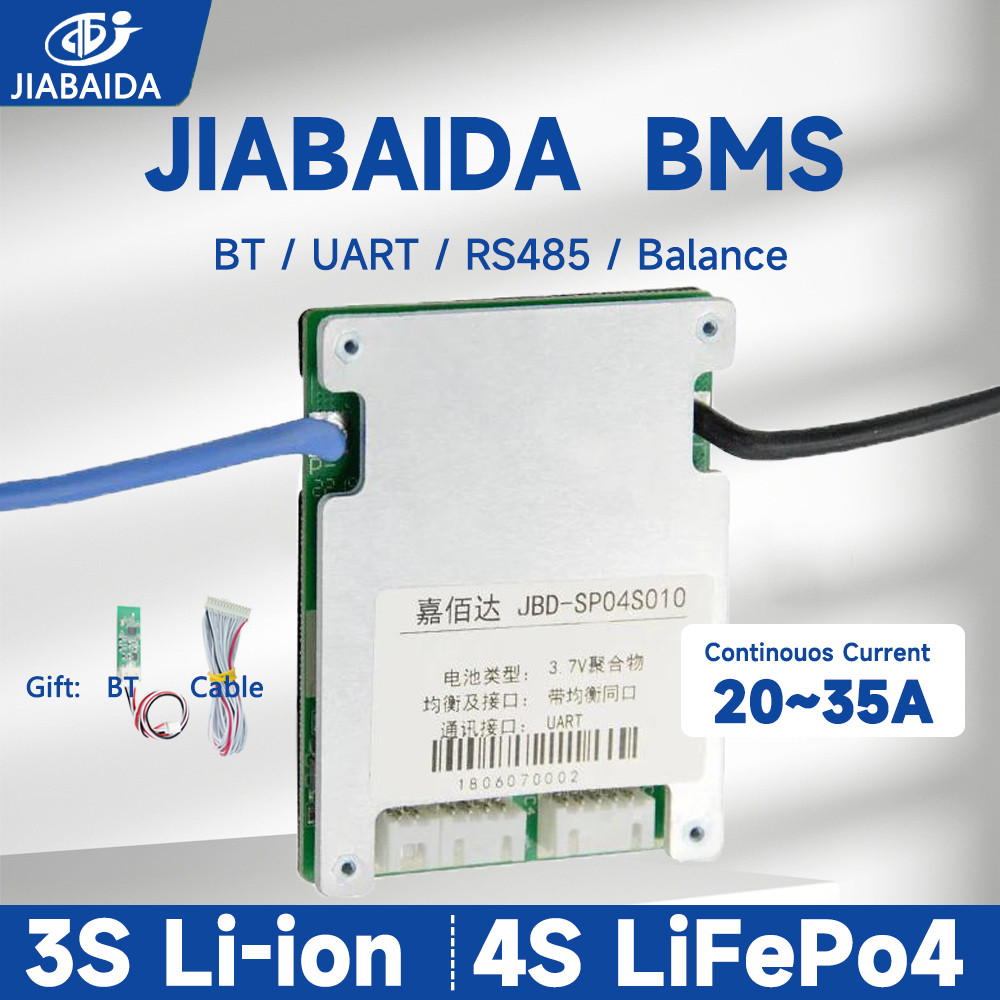 JIABAIDA Smart BMS 4S LiFePo4 3S Li-ion 12V 20A 30A 35A Current Protuct ...