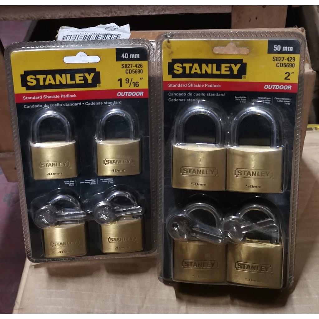 STANLEY SOLID BRASS PADLOCK AVAIL. SIZE : 40MM, 50MM | Shopee Philippines