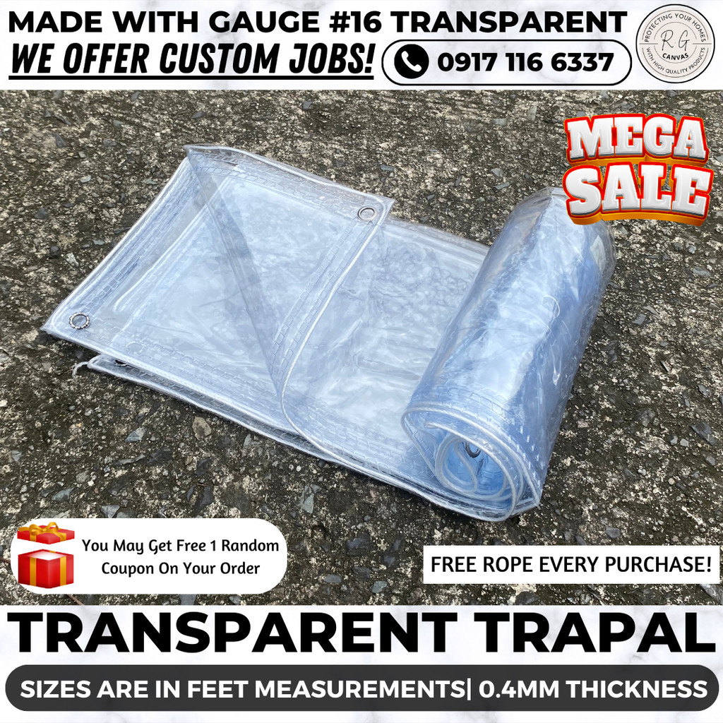4x6ft Transparent Trapal "MAKAPAL" 100% WATERPROOF TRAPAL LONA TOLDA ...