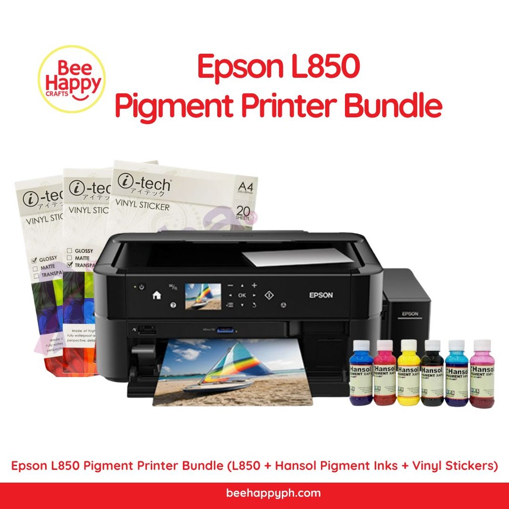 Epson L850 Pigment Printer Bundle (L850 + Hansol Pigment Inks + Vinyl ...