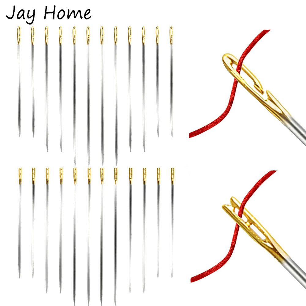 12/24Pcs Self Threading Sewing Needles Side Easy Threading Embroidery ...