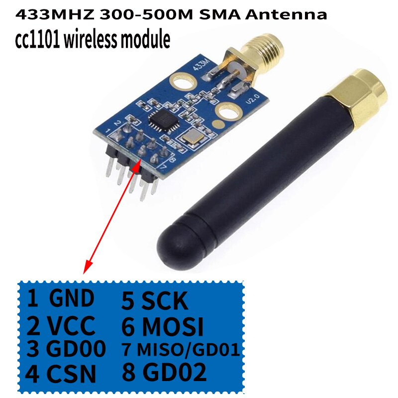 CC1101 wireless module with external antenna with rich routines ...