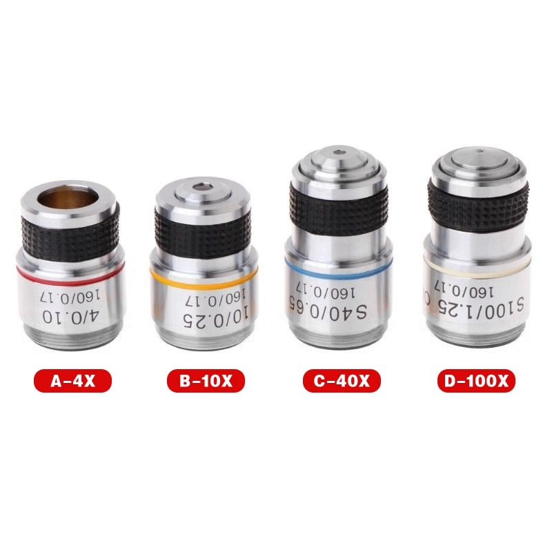 PINTUDY Optical Instruments Microscope Parts 4X 10X 40X 100X Achromatic ...