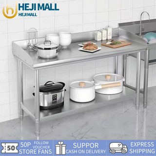 2-Layer Table 304 Stainless Steel Workbench In Home Kitchen Cutting ...