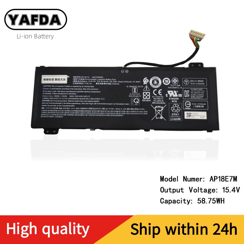 Ap18e7m YAFDA Ap18e8m Laptop Battery For Acer Nitro 5 An515-54 An515-55 ...