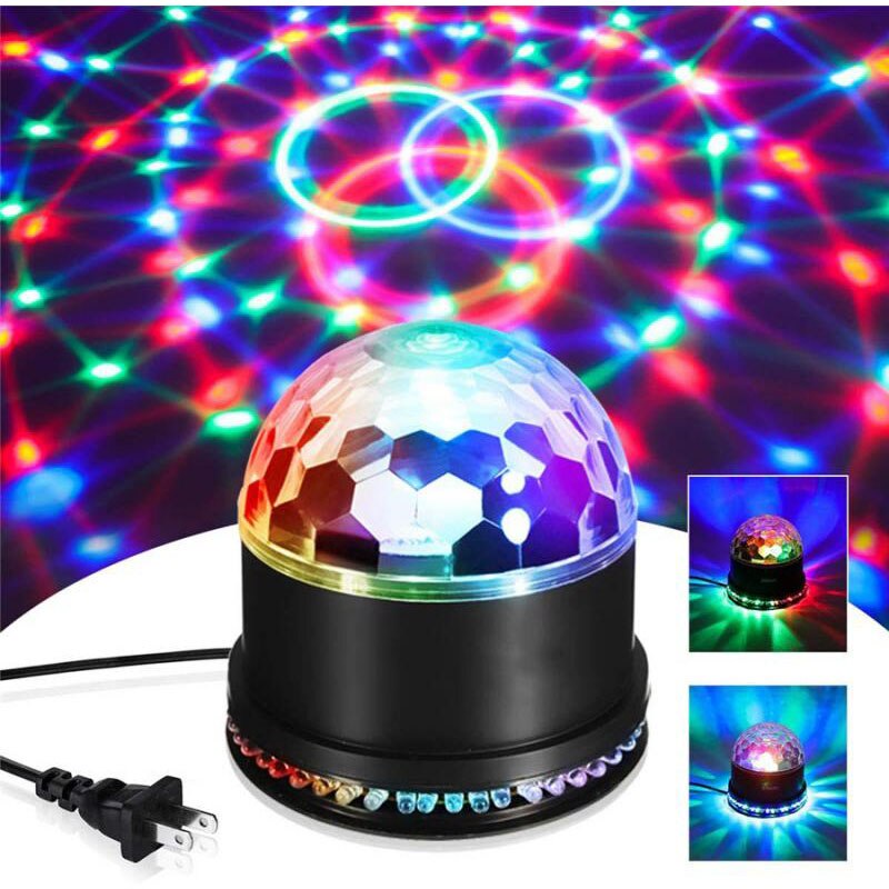 48 LED Disco Crystal Rotating Magic Ball Light 6 Color Stage Projector ...