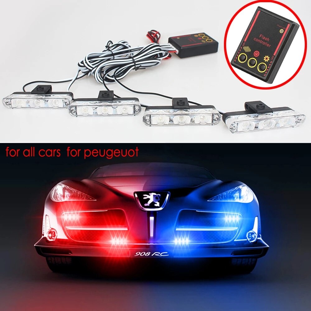 Strobe Light For Fso Auto Police 4x3 LED Flash Stroboscopes Ambulance ...