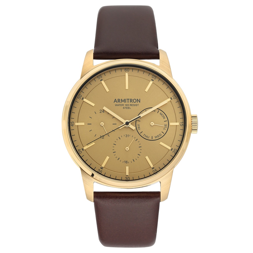 Armitron Brown Leather Strap Analog Watch AR-20/5431GDGPBN | Shopee ...