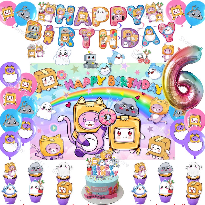 The Game Lankybox Birthday Party Decoration Lankybox Banner Balloon ...