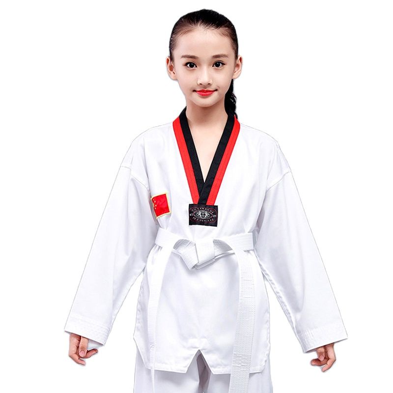 ┋Long Sleeve Gi Uniform TKD Costumes Clothing White Taekwondo Uniforms ...