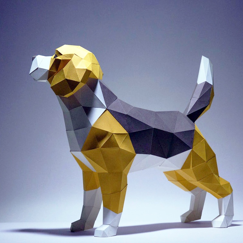 42cm Migru Rabbithound Beagle Dog Animal Paper Model Prop 3D Creative ...