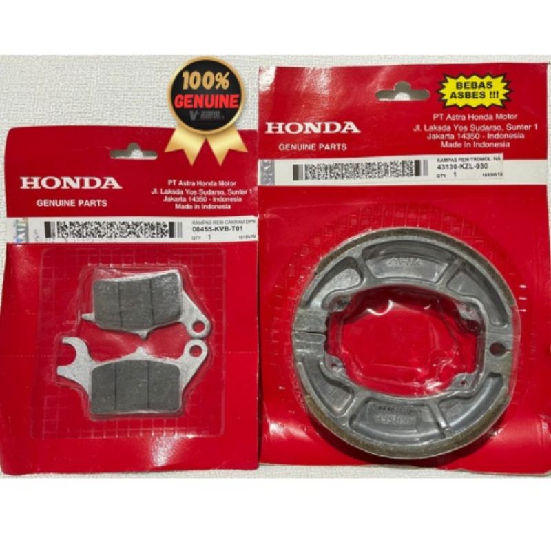 GENUINE HONDA BRAKE PAD BRAKE SHOE COMBO for BEAT CARB /BEAT F.I ...