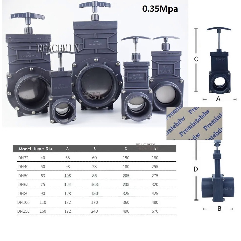 PVC Gate Valve RV TRAILER VAN Spigot Valve Assembly UPVC Waste sewer ...