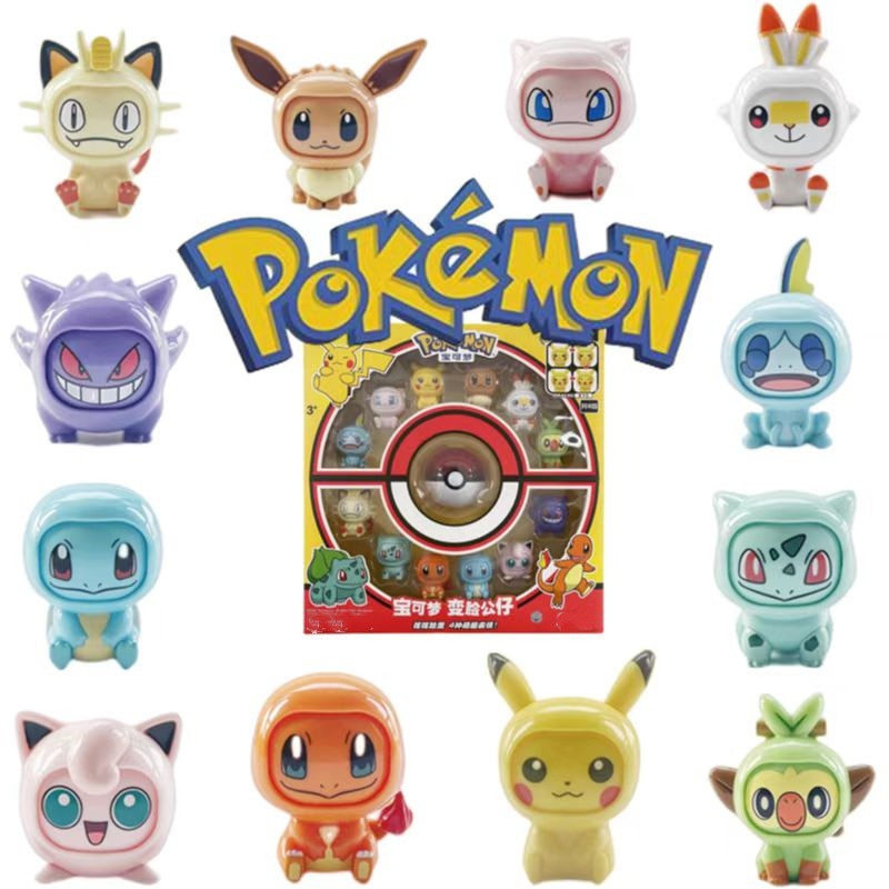Pokemon Face Change Figure Balls Model Pikachu Eevee Anime Action ...