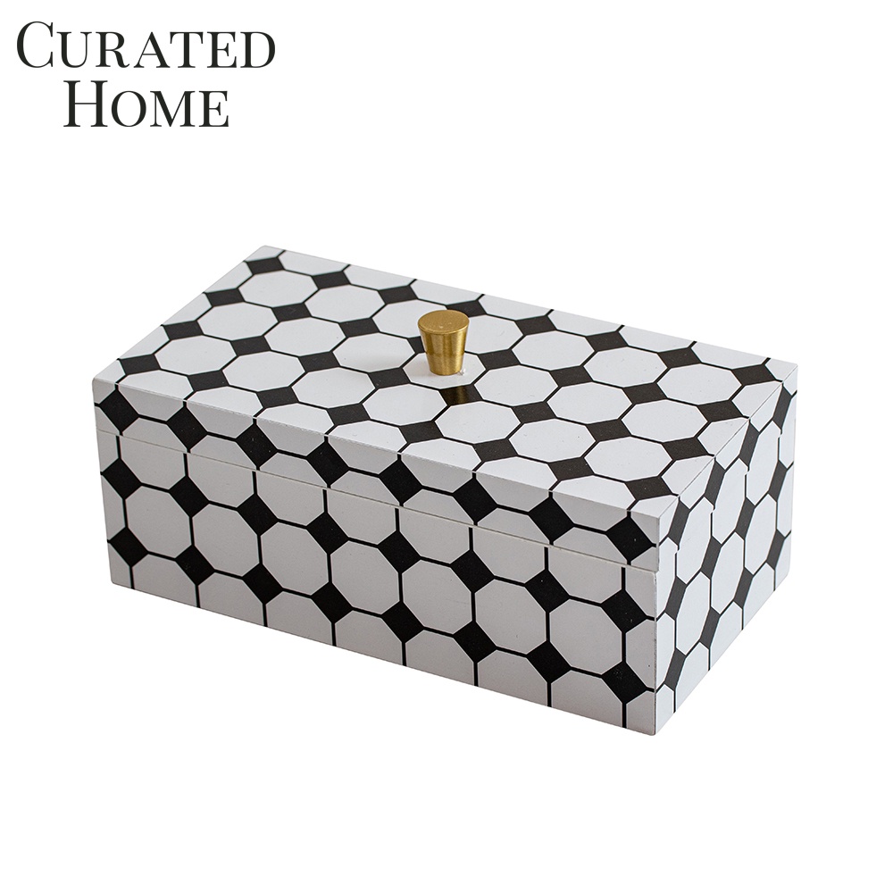 Curated Home Decorative Box Stella (Black & White) 18x9.5x8.2cm ...