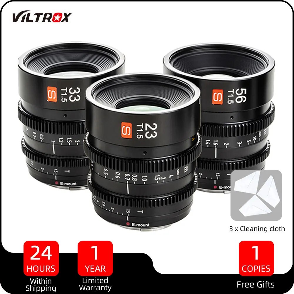 Viltrox 23mm 33mm 56mm T1 5 Cinema Lens Ultra Wide Angle Manual Focus