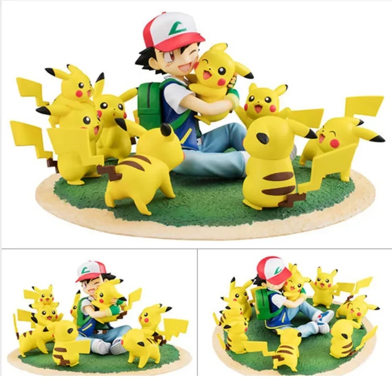 Pokemon Ash Ketchum Pikachu Anime Figure Garage Kits Ornament PVC Manga ...