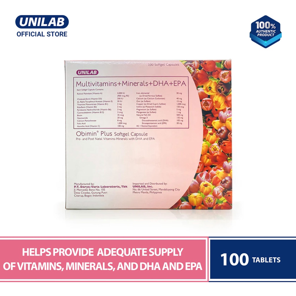 Obimin Plus 100 Capsules (Help Provide Adequate Supply Of Vitamins ...