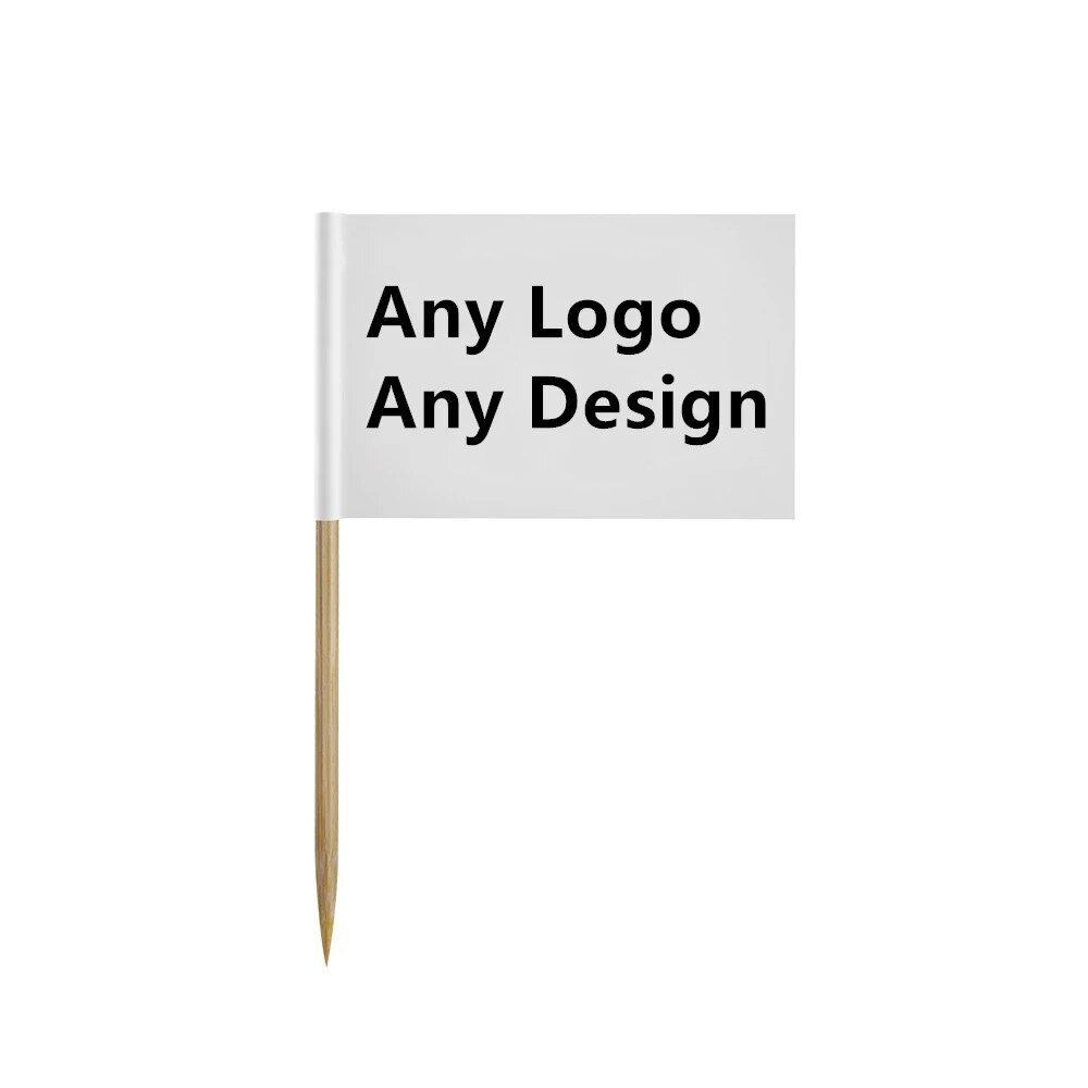 100Pcs/Set Toothpick Flag Customized Any Logo Design Small Cupcake ...