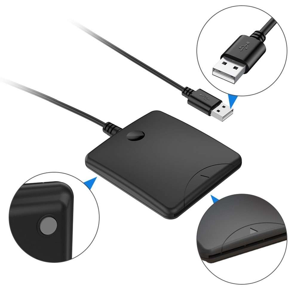 ๑USB Smart Card Reader Portable Smart Chip Reader Support for Windows ...