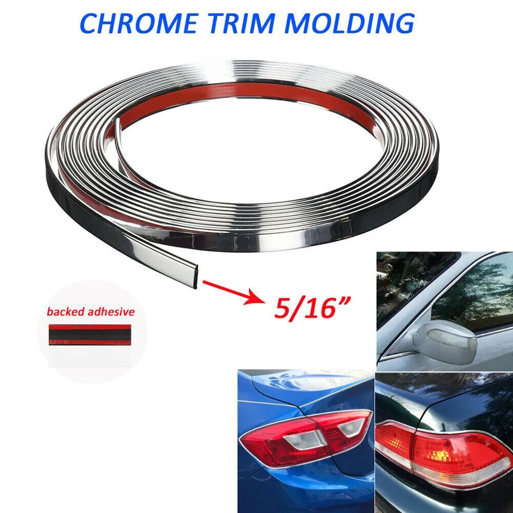 Chrome Trim Molding 5/16"(8mm) Car Roof Door Side Decorate Protector ...