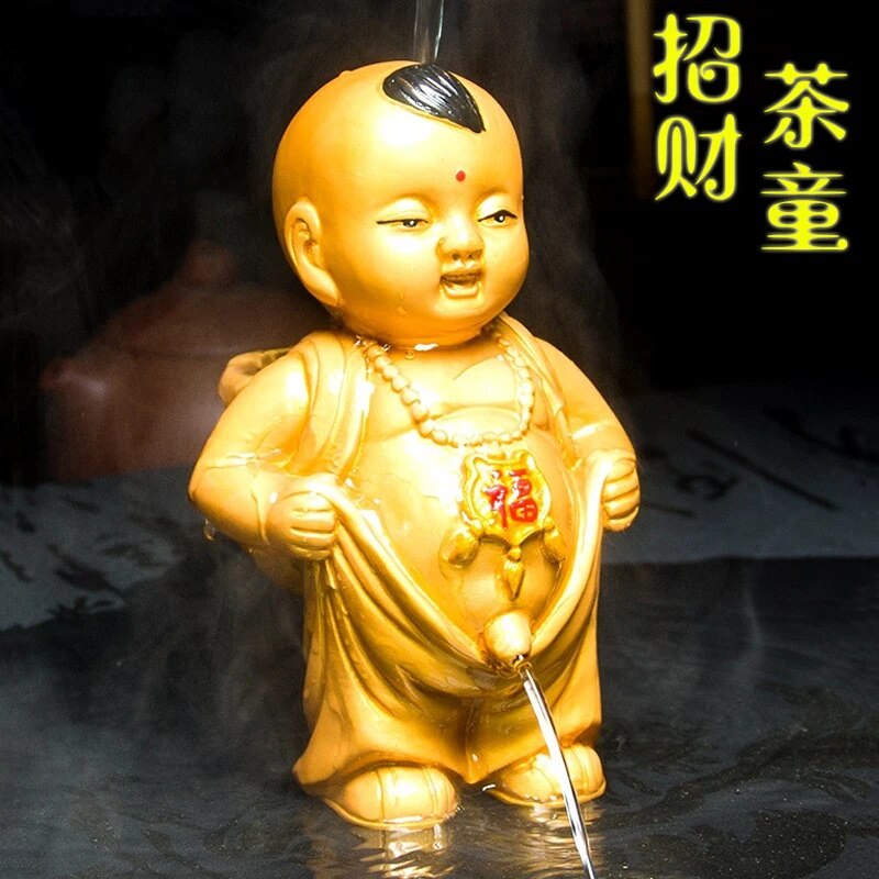 ۞Change Color Tea Pet Figures Pee Boy Tea Water Spray Ornament Kung Fu ...