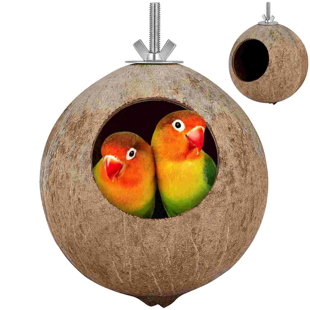 -POPETPOP Coconut Shell Pet Squirrel Toy Hamster Squirrel Breeding Nest ...