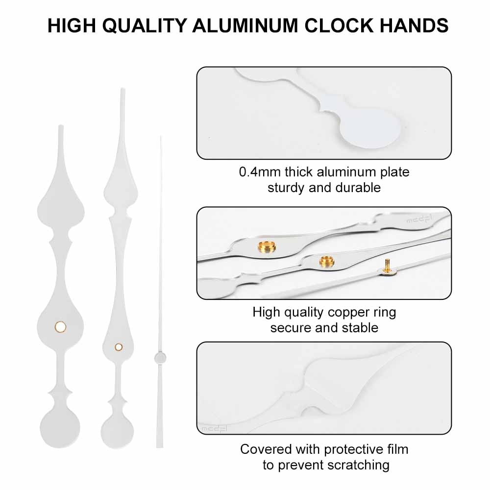 MCDFL White Wall Clock Hands Big Vintage Watches DIY Mechanism Pendulum ...