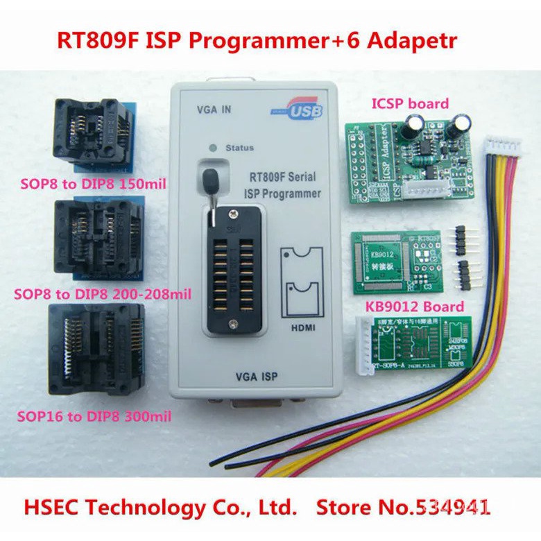 Newest RT809F programmer with 6pcs adapter CD software SOP8 SOP16 ...