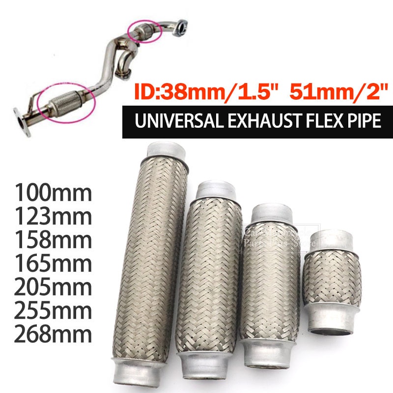 38/51mm Stainless Steel Car Exhaust Flex Pipe Double Braided Flex ...