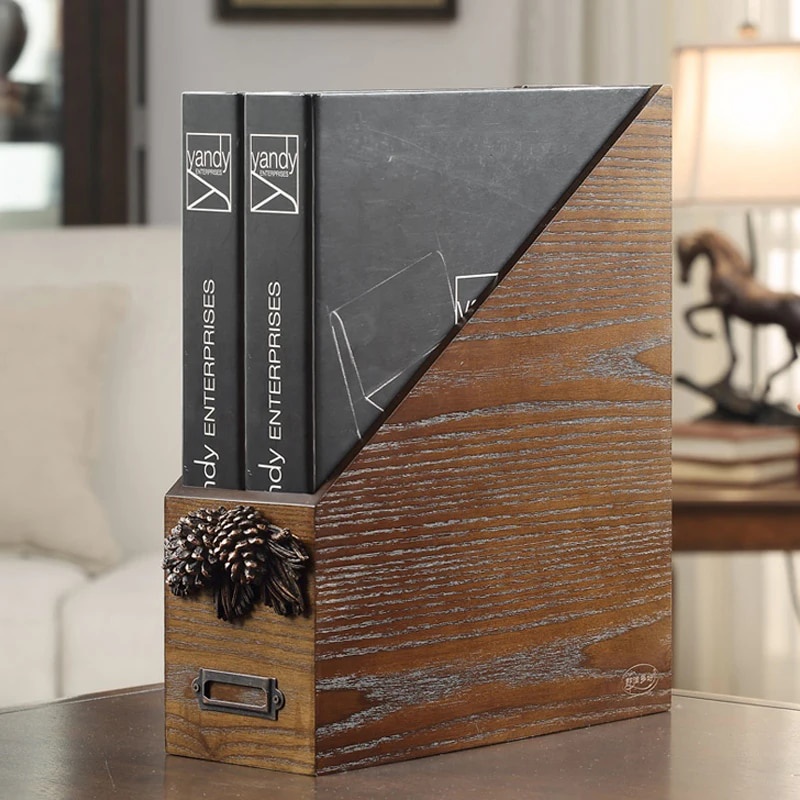 ⚖Creative American-style pastoral wooden desktop storage box file rack ...
