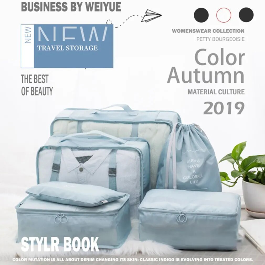 ⓞ6pcs/set Travel Organizers Packing Bags Travel Packing Cubes Set ...