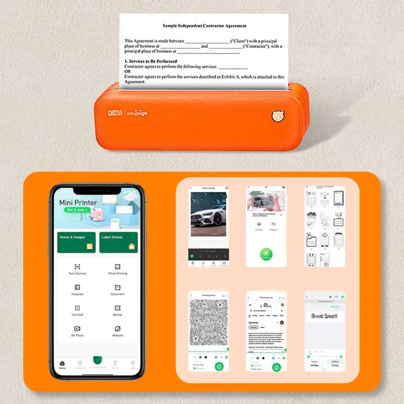 Peripage CX800 Peripage P40 Portable A4 Mini Printer Inkless Thermal ...