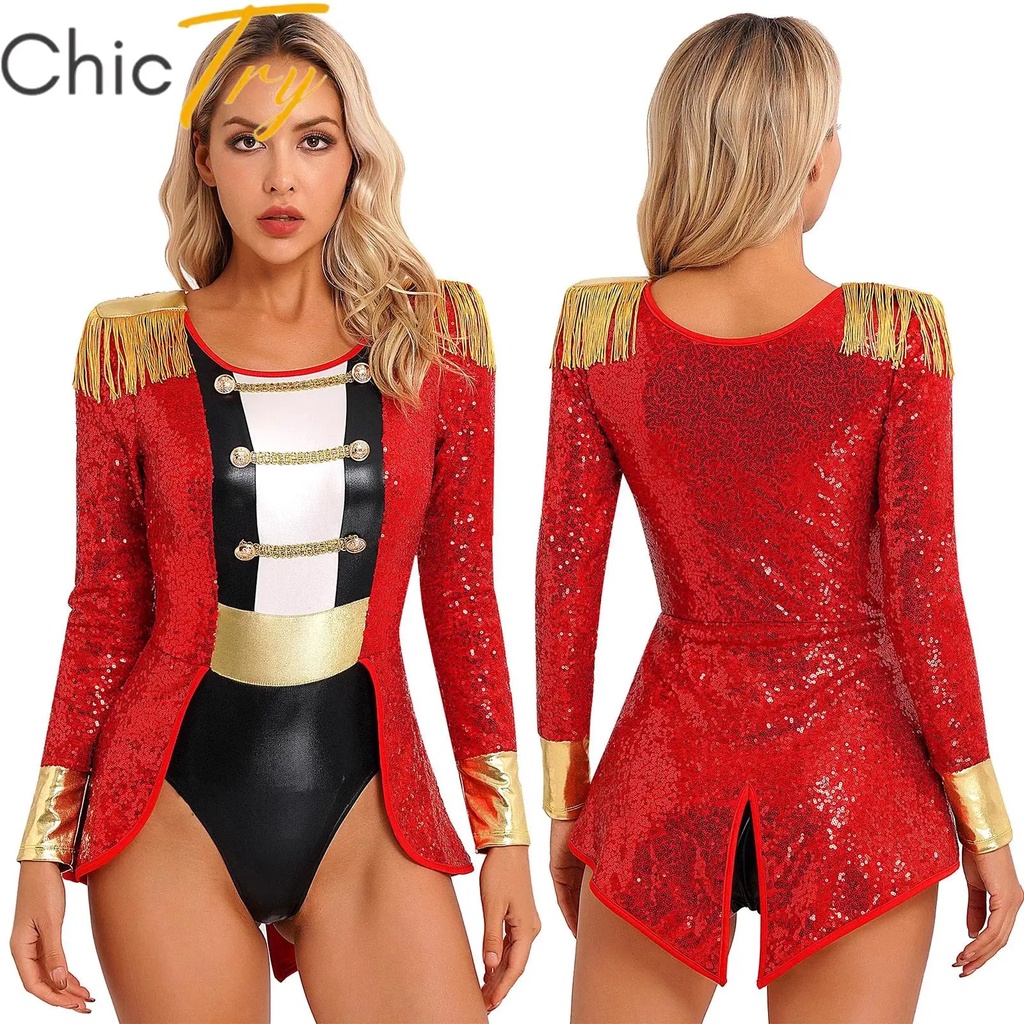 Womens Halloween Circus Ringmaster Costumes Carnival Roleplay Party