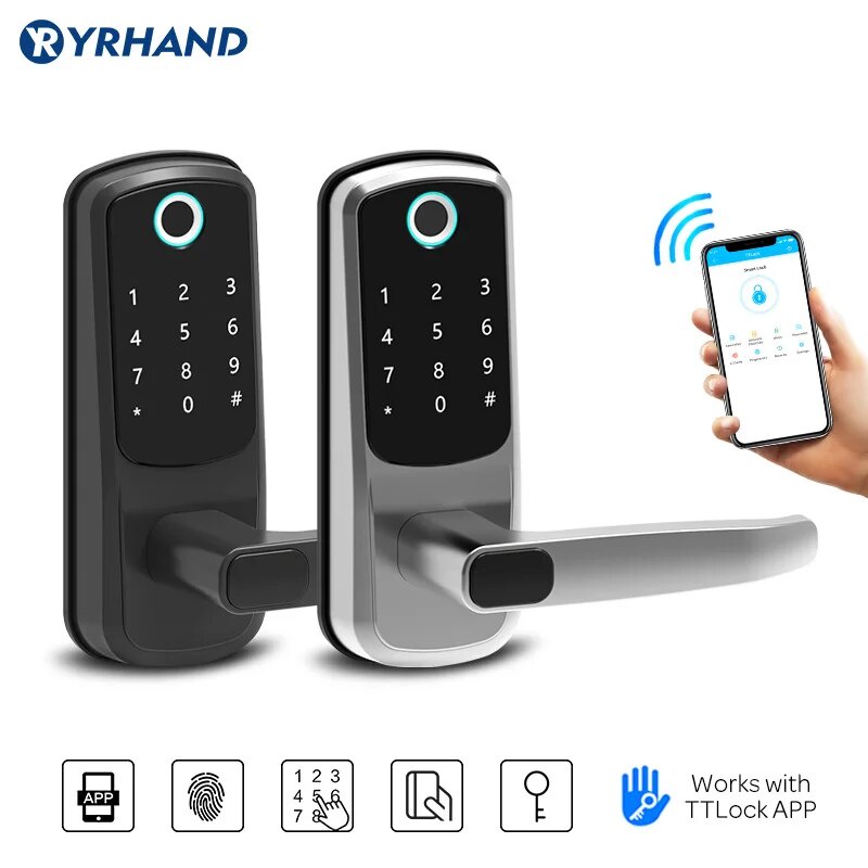 fingerprint door lock Smart Fingerprint Bluetooth IC Card Password APP ...