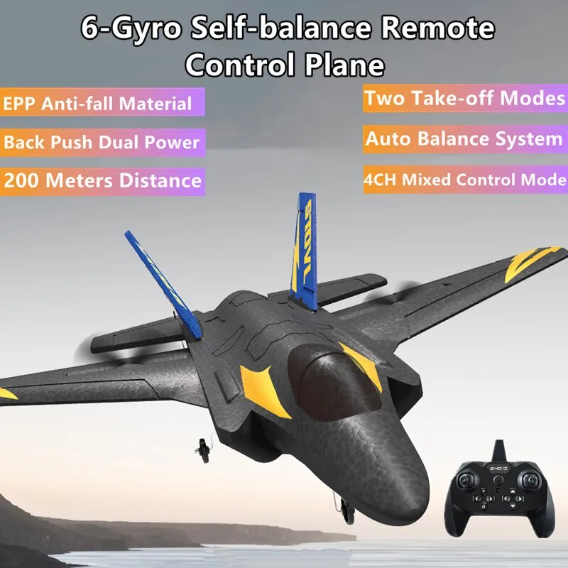 Back Push Dual Power Remote Control Plane 4CH 200M 6-Axis Gyroscope EPP ...